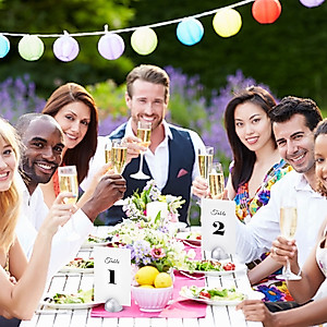 Taiyin 20 Pieces Table Number Cards Round Table Number Stands Modern Cursive Table Number 1-20 for Wedding Reception Anniversary Party Restaurant Events 4 x 6 Inches(Silver)