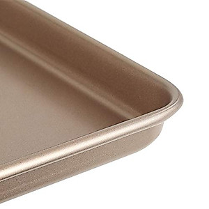 Walooza 13 Inch Baking Pans Nonstick Set of 2, 13 X 11 X 1 Inch Sturdy Cookie Sheet Replacement Toaster Oven Tray, Non Toxic & Heavy Duty & Easy Clean