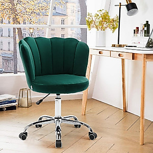 Recaceik Modern Velvet Chair, Adjustable Swivel Home Office Desk Chair, Green, 22D x 16W x 36H Inch, 250 pounds Weight Capacity