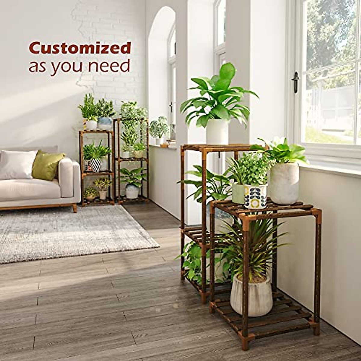4 Sets of Package Plant Stands Combo Indoor Outdoor Plants Stands for Living Room Balcony Garden
