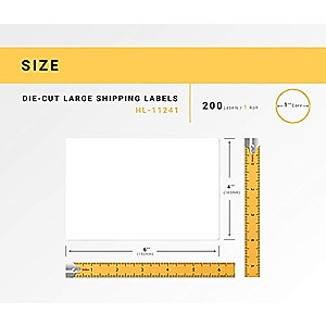Generic Shipping Labels Compatible w/ Brother DK-1241 (4" x 6"; 151mm*102mm) BPA Free (6 Rolls; 200 Labels per Roll)
