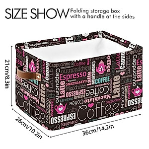 Emelivor Coffee Storage Basket Bins Foldable Toy Baskets Organization with Handles Laundry Hamper for Bedroom Office Clothes Pet Nursery Living Room,1 pcs