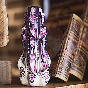 Carved Candles - Unique Handmade Candles Long Burning - Unscented Decorative Candle - Luxury Candles for Home Decor - Birthday Anniversary Mother’s Day Romantic Relaxing Gift for Women - Big Purple