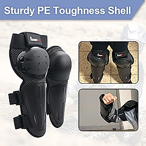 Kids Dirt Bike Elbow Knee Pads,StarknightMT Protective Shin Guards Gear Set for Youth Motorcycle Motocross Mountain Biking Skateboard Skiing Skating(Black,4pcs)