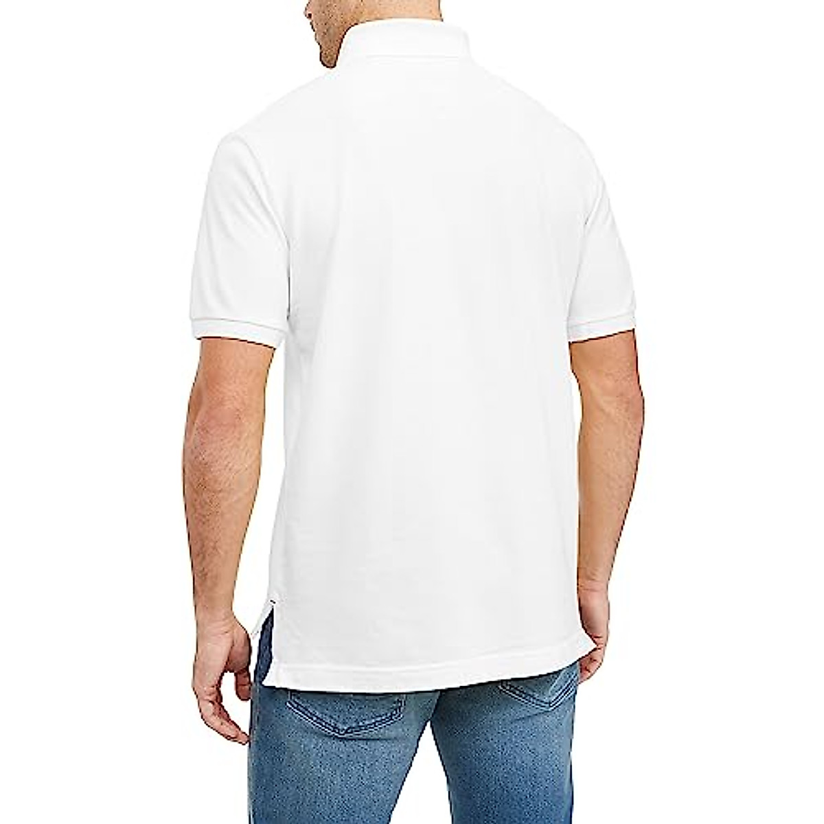 Tommy Hilfiger Men's Short Sleeve Polo Shirt in Classic Fit, White, Medium