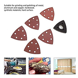 100pcs Sanding Paper, 80mm 60/80/120/180/240 Grits Triangular Hook & Loop Triangle Sandpaper +1 Sand Pad for Bosch Fein Oscillating Multi Tool