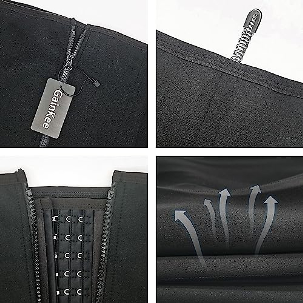 GainKee Clip and Zip Waist Trainer Corset Women Neoprene Workout Sweat Vest Body Shaper (Large, Belt)