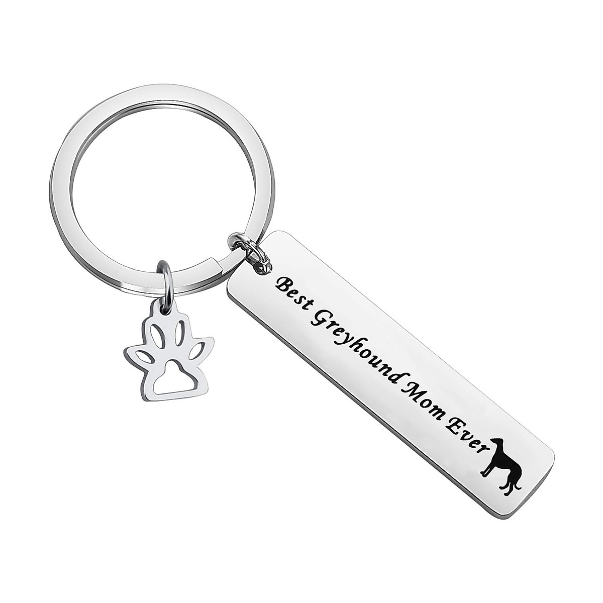 FEELMEM Dog Lover Gift Greyhound Mom Gift Best Greyhound Mom Ever Keychain Gift for Greyhound Owner Dog Mom Fur Mama Gift