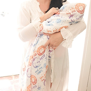 AENNE BABY Muslin Swaddle Blanket for Boys & Girls, Infant Toddler Quilt, Luxurious Wrap, Soft and Silky Stroller & Nursing Cover, Colourful Rainbow Sun Moon Stars Blankie, Large 47"x 47", 1 Pack