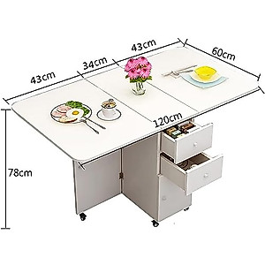 BytugI Drop Leaf Table, Movable Folding Dining Table, Multifunctional Extendable Kitchen Table, Round Edge, Storage with Drawer, for Dining Room, Kitchen (Black)(Color:Logs)