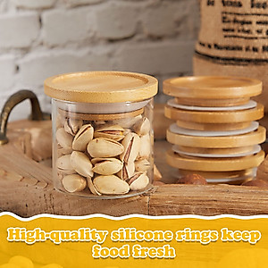 6 Pack Yogurt Jar Lids Set Bamboo Wood Lids with Silicone Sealing Rings Compatible with Oui Yogurt Jars Airtight Glass Storage