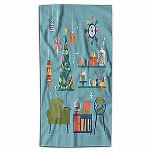 WONDERTIFY Modern Creative Christmas Hand Towel Mid Century Furniture Globe Decorations Hand Towels for Bathroom, Hand & Face Washcloths 15X30 Inches
