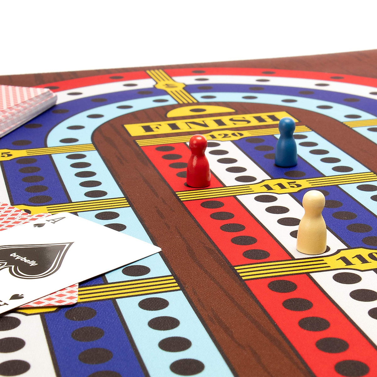 Tabletop Cribbage - Giant Spill-Resistant Neoprene Track Game Board (22" x 40") with 9 Pawns, Deck of Cards, & Travel Carry Bag - Classic Family Board Game Night & Bar Games - 2-4 Players, 30+ mins