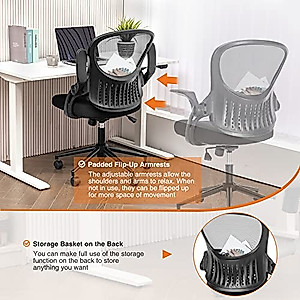 Ergonomic Home Office Desk Chair Mesh Computer Chair Height Adjustable Office Chair Task Chair with Flip-up, Black