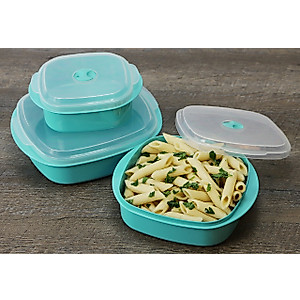 Reston Lloyd Calypso Basics Microwave Cookware, Steamer and Storage Set, Turquoise, Multiple Sizes, 6-Piece