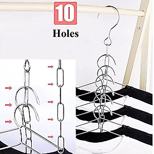 Hangers Space Saving Chain, Closet Organizer and Storage, Magic Hanger Stainless Steel Metal with 10 Holes for Hanging Clothes, College Dorm Room Essentials，Cascading Hangers Gain 90% More Space
