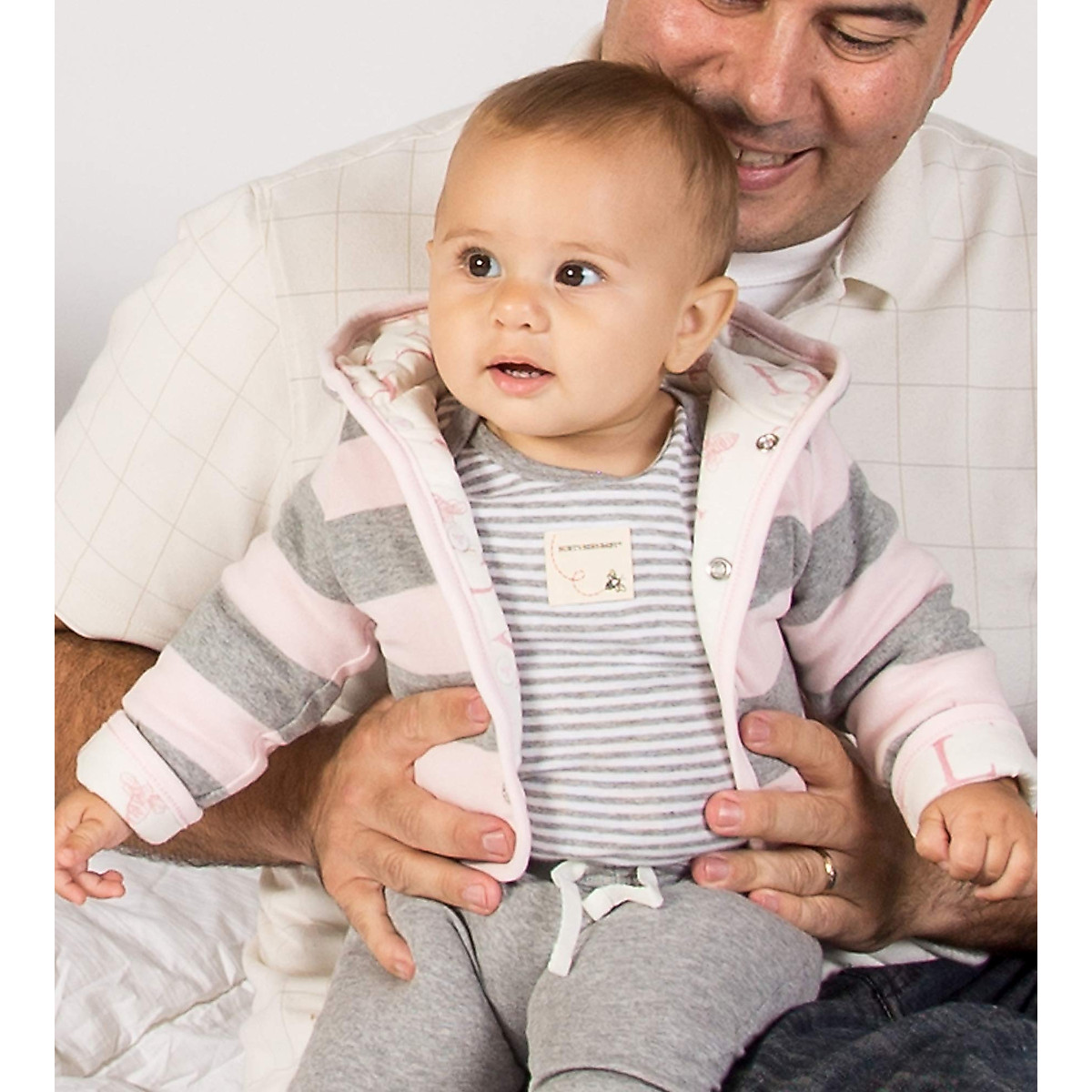 Burt's Bees Baby Unisex Baby Sweatshirts, Lightweight Zip-up Jackets & Hooded Coats, Organic Cotton and Toddler T Shirt Set, White Ruffle Zip, 6 Months US