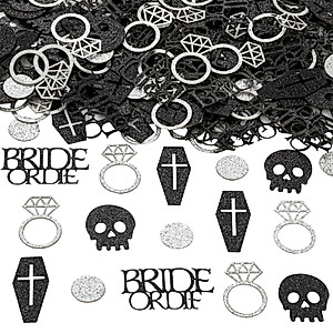 Fangleland 200pcs Bride Or Die Confetti Bachelorette Party Decorations for Women Girls, Rip Theme Bridal Shower Engagement Wedding Party Supplies Glitter Paper Confetti Decor
