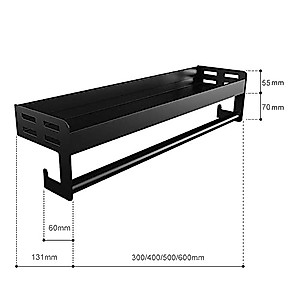 FVRTFT Bathroom Shelf Black Shower Shelves No Drilling Shower Rack with Hook Self Adhesive Wall Mounted Space Aluminum for Kitchen Toilet-B1 Tier 40cm