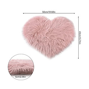 Nuxn 40 x 50cm Heart Shape Faux Sheepskin Rug Soft Long Plush Fluffy Shaggy Carpet Area Mats Rugs Bedroom Sofa Decorative Floor Carpet (Purple) 1