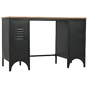 YUHI-HQYD Double Pedestal Desk,Secretary Desk,Studio Desk,Home Office Desks,with 2 Large Cabinets,Easy to Assemble,for Office or Home Study,Solid Firwood and Steel 47.2"x19.6"x29.9"