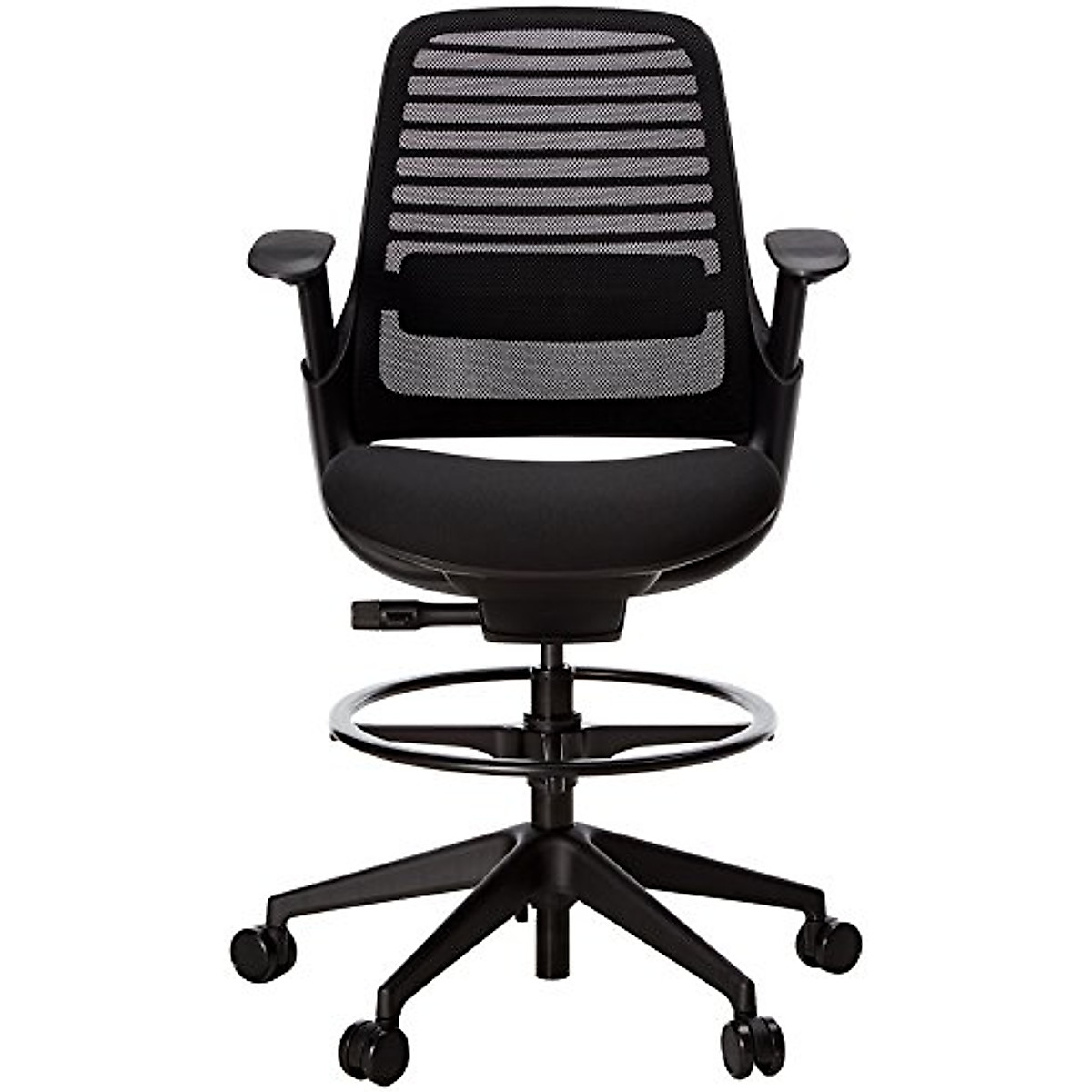 Steelcase Series 1 Stool Chair, Graphite Frame with 3D Microknit Fabric (Licorice)