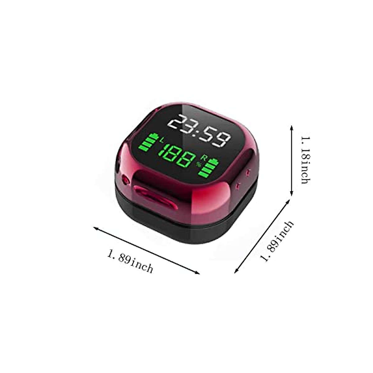 Digital Display Touch-Control Wireless Bluetooth Earbuds - Built-in Microphone Immersive Premium Sound in Ear Light-Weight Headphones with Charging Case for Office Outdoor Sport