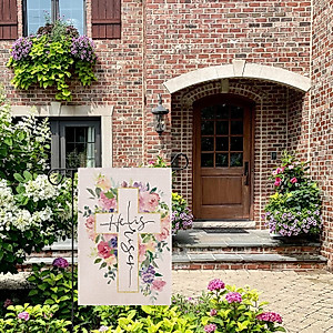 Easter He is Risen Garden Flag for Outside 12x18 Double Sided - Religious Yard Decor Christian Farmhouse Holiday Decorations Spring Floral Garden Flag