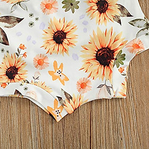 Newborn Infant Baby Girl Daddys Little Girl Short Sleeve Romper Tops Sunflower Shorts Pants Headband Summer Outfits (White-Sunflower, 0-3 Months)