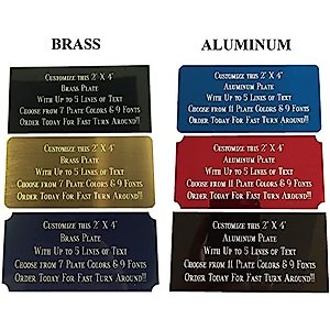 Custom Personalized Engraved Brass/Aluminum Name Plate Plaque Art Label Tag Gift Trophy 2x4 / 2x6 / 3x6 inch