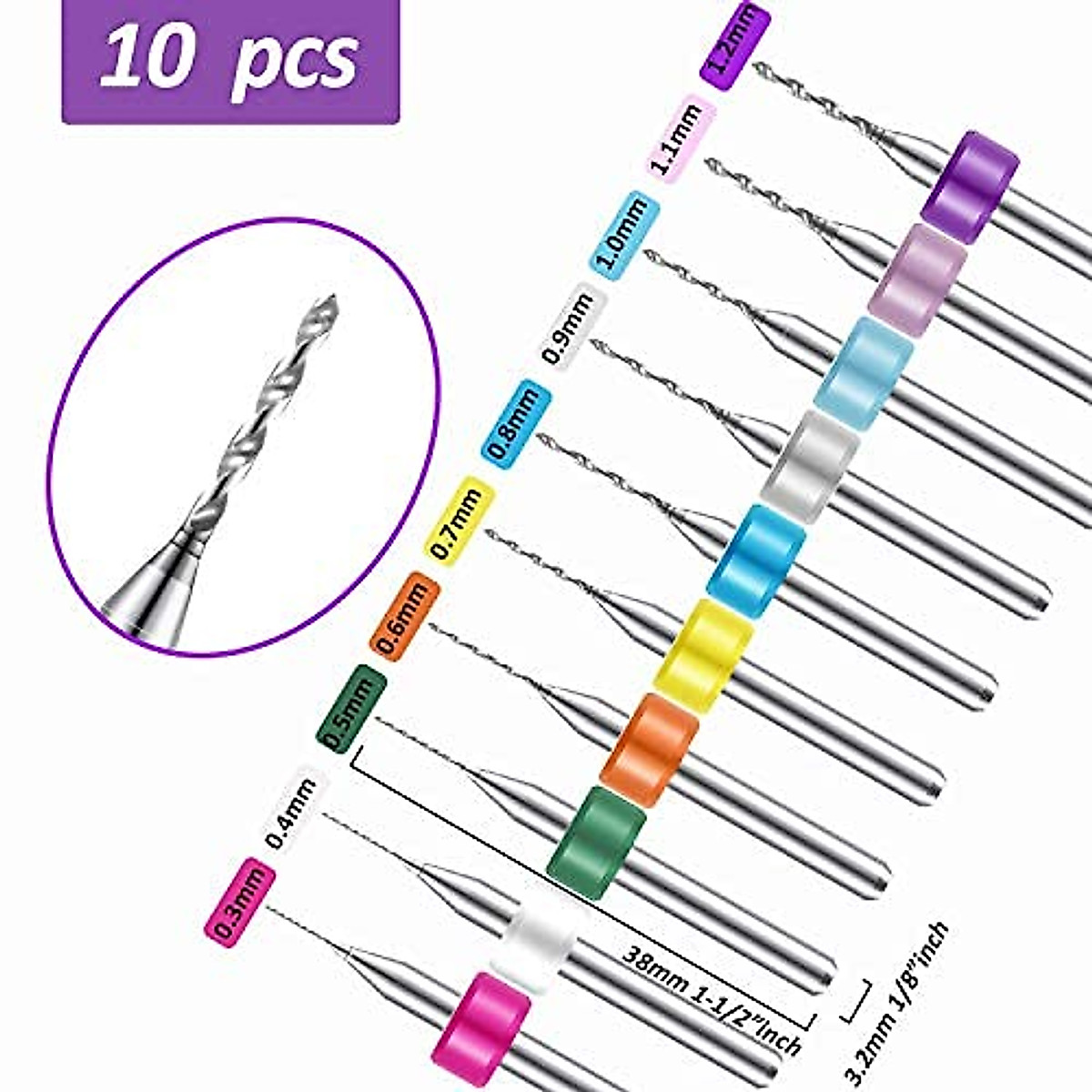 Mudder 36 Pieces Hand Drill Set, Include Pin Vise Hand Drill, Mini Drills and Twist Drills for Craft Carving DIY (0.3-1.2 mm PCB Drill)