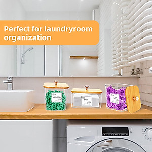 ASMALAM 3 Pack Laundry Room Organization Storage Containers Acrylic Jars and Dryer Sheet Container with Lids and Labels for Laundry Detergent Laundry Pods Containers Dry Sheet Organizing