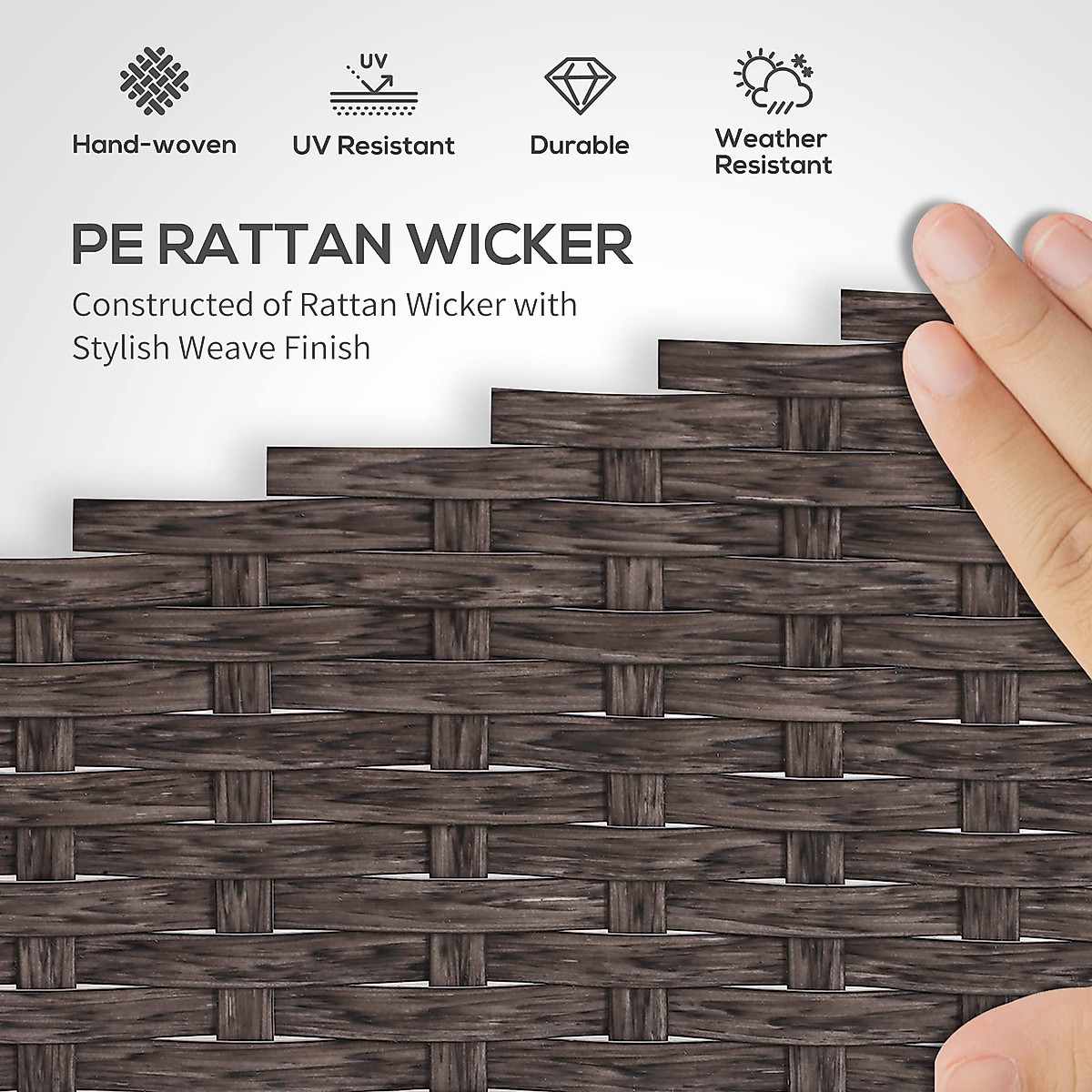 Outsunny 5 Pieces Rattan Wicker Lounge Chair Outdoor Patio Conversation Set with 2 Cushioned Chairs, 2 Ottomans and Tempered Glass Top Coffee Table, Blue