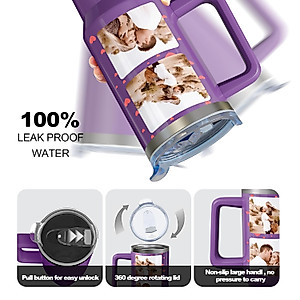 Personalized Gifts 40 Oz Tumbler with Handle and Straw, Custom Tumbler with Add Name, Photo, or Logo, Stainless Steel Double Walled Vacuum Insulated Cup, Customized Photo Gifts for Women Men