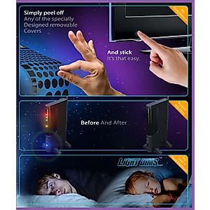 LightDims Black Out Edition - Light Blocking LED Covers/Light Dimming Sheets for Routers, Electronics and Appliances and More. Blocks 100% of Light, in Minimal Packaging.