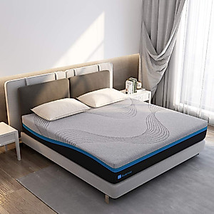 Avenco King Mattress, Grey King Memory Foam Mattress, 10 Inch King Size Mattress in a Box with Skin-Friendly Cover, 2 Foam Layers for Cooling, Supportive & Pressure Relieving CertiPUR-US Certified
