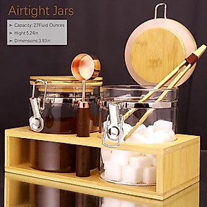 Matifaner Glass Coffee Storage Containers with Measuring Spoon, Airtight Food Storage jars with Lids, Glass Coffee Canister with Shelf and Scoop for Coffee,Sugar, Loose Tea, Set of 2 (27OZ×2P)