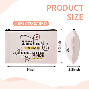 Hlonon 8 PCS Teacher Gifts Makeup Bags Cosmetic Travel Carrying Case Toiletry Pouch with Zipper in 2 Unique Designs, Teacher Appreciation Gifts, 9 x 6 Inch