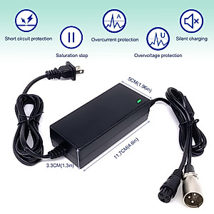 24V2A 3 Prong and 3-pin XLR Connector Lithium Battery Charger for Razor Go-Go Elite Traveller SC40E/SC44E, Ezip Mountain Trailz,Schwinn 4.0 S400 S500 Jazzy 29.4V All Brands Power Charger
