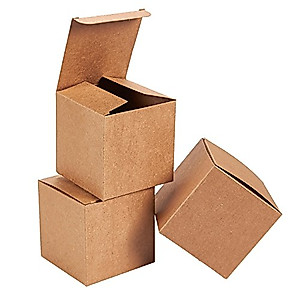 Premium Kraft Gift Boxes 50 Pack 3 x 3 x 3 inches Brown Paper Gift Boxes with Lids for Gifts, Cupcake Boxes and Crafting, Easy Assemble Boxes