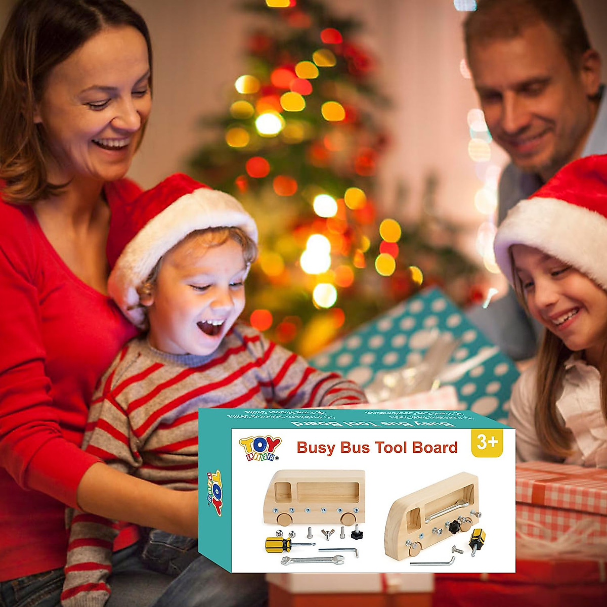 TOY Life Wooden Montessori Screwdriver Board Set for 3 4 5 Toddler & Kid, Preschool Learning Sensory Busy Bus Toys