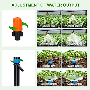 240FT Drip Irrigation System Kit, Yomile Automatic Garden Watering Misting System with 1/2 inch Hose 1/4 inch Distribution Tubing Drip Emitters Drip Spray 2 in 1 Nozzle for Greenhouse, Yard, Lawn