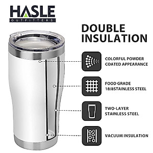 HASLE OUTFITTERS 20 oz Tumbler Bulk, Stainless Steel Tumblers with Lid, Vacuum Insulated Tumbler, Double Wall Powder Coated Cup, coffee mugs, White, 1 Pack