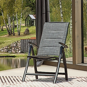 Domi Folding Patio Chairs Set of 2, Aluminium Frame Reclining Sling Lawn Chairs with Adjustable High Backrest, Patio Dining Chairs for Outdoor,Porch,Balcony (Double-Layered Textilene Fabric)