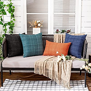 MIULEE Outdoor Waterproof Throw Pillow Covers Decorative Farmhouse Water Resistant Cushion Covers for Tent Patio Garden Couch Sofa Pack of 2, 20x20 Inch Black