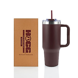 Hogg Big Swig 40 oz Tumbler with Handle and Straw - Mulled Wine, Advanced Design Spill Proof Tumbler with Straw, Insulated Cups with Lids and Straws, 40oz Tumbler with Handle, Maroon Tumbler