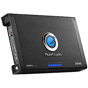 Planet Audio AC2000.2 Anarchy Series Car Audio Amplifier - 2000 High Output, 2 Channel, 2/8 Ohm, High/Low Level Inputs, High/Low Pass Crossover, Full Range, Hook Up To Stereo and Subwoofer,Black