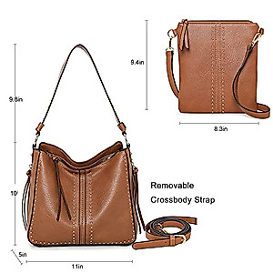 Montana West 3 PCS Set Hobo Purses for Women Large Crossbody Bags Leather Women's Shoulder Handbags Brown MWC-1001S-3BR