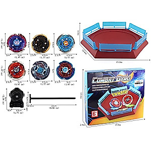 AIBREAY Bey Battling Top Stadium Blade Battle Set, 6 Metal Fusion Spinning Tops 2 Launchers 1 Arena Combat Game, Toy Gift for Kids Boys Ages 6+…
