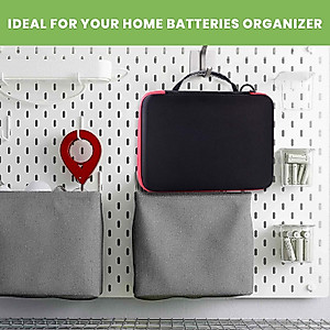 2 Pcs Battery Organizer Holder- Batteries Storage Containers Box Case with Tester Checker BT-168. Garage Organization Holds 225 Batteries AA AAA C D Cell 9V 3V Lithium LR44 CR2 CR1632 CR2032